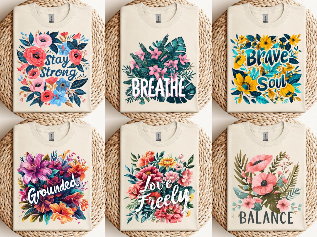 12 Boho Motivational PNG Bundle Positive Affirmations Shirt Kindness ...