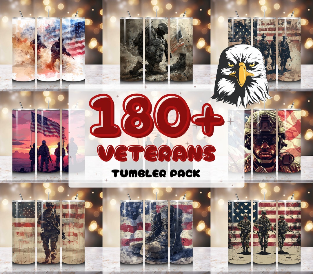 180+ Veterans Military Tumbler Wrap Bundle 20oz Tumbler Veteran ...