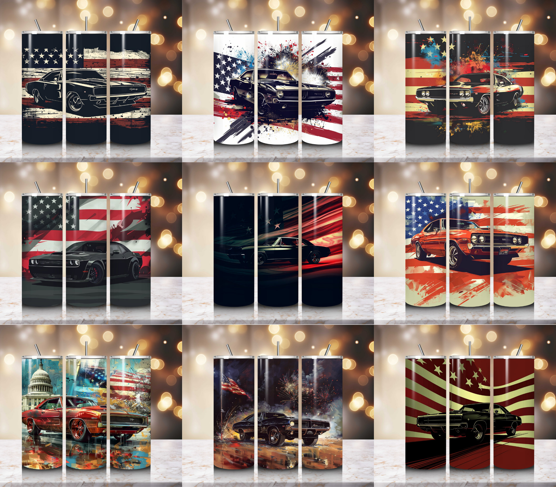 Classic Cars Tumbler Wrap Bundle 20oz Tumbler Muscle Car Sublimation ...