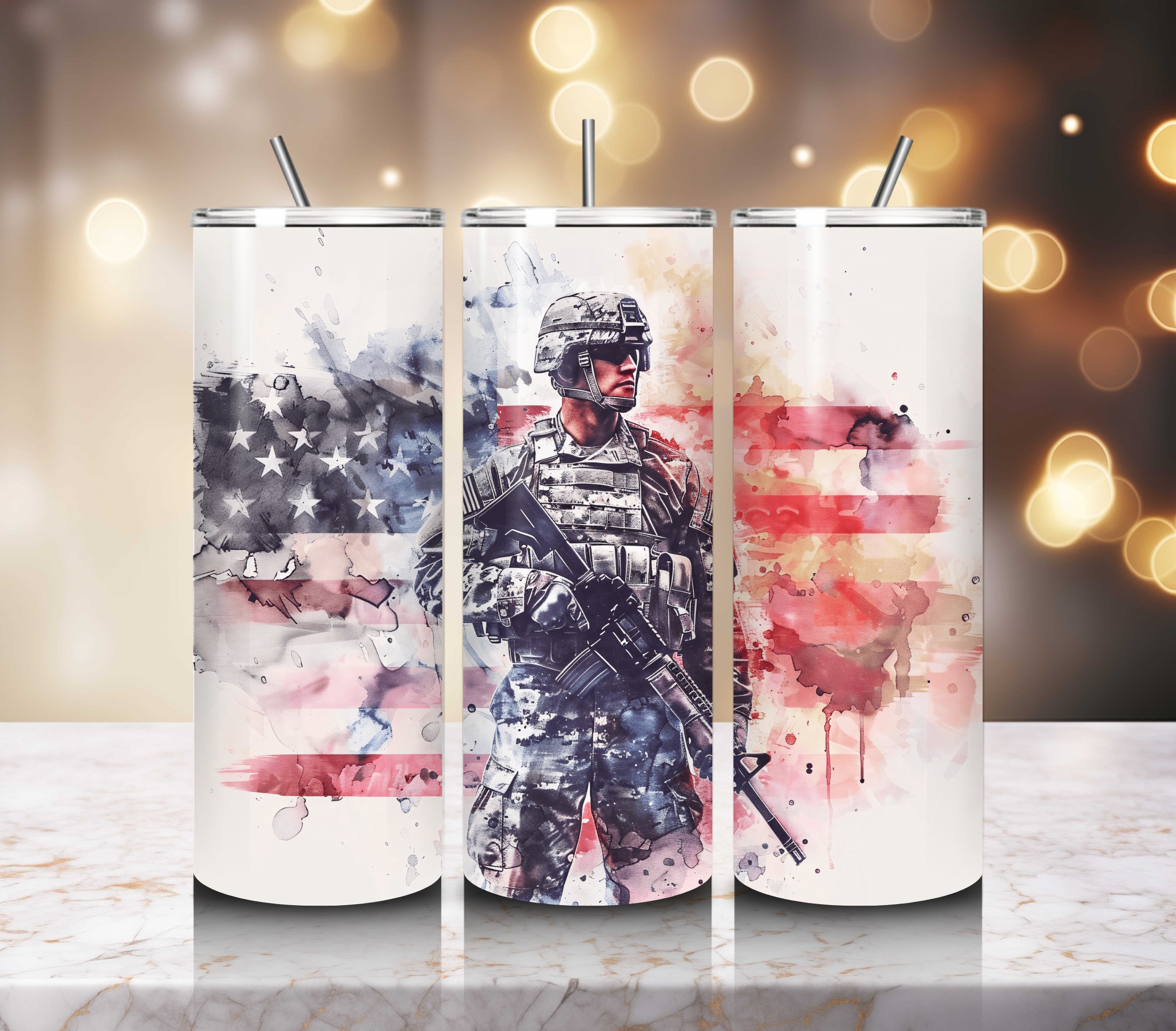 Patriotic Army 20oz Tumbler Wrap PNG USA Military Sublimation Designs ...