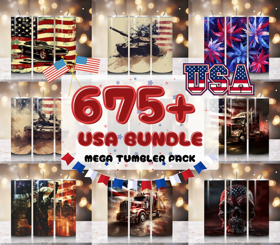 675+ Mega USA Patriotic Military Tumbler Wrap Bundle 20oz Tumbler ...
