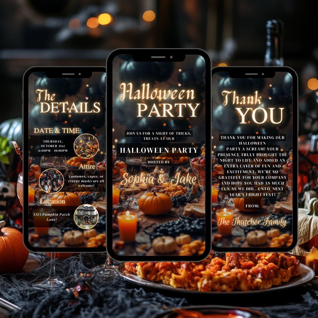 Editable Digital Halloween Party Invitation Halloween Canva Template ...