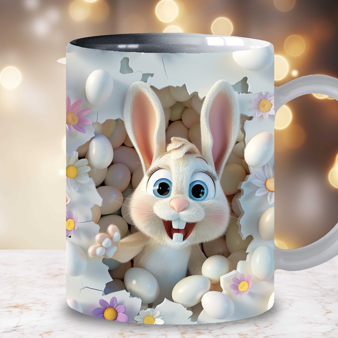3D Easter Bunny Sublimation 3D Mug Wrap Easter Eggs Digital 11oz 15oz ...
