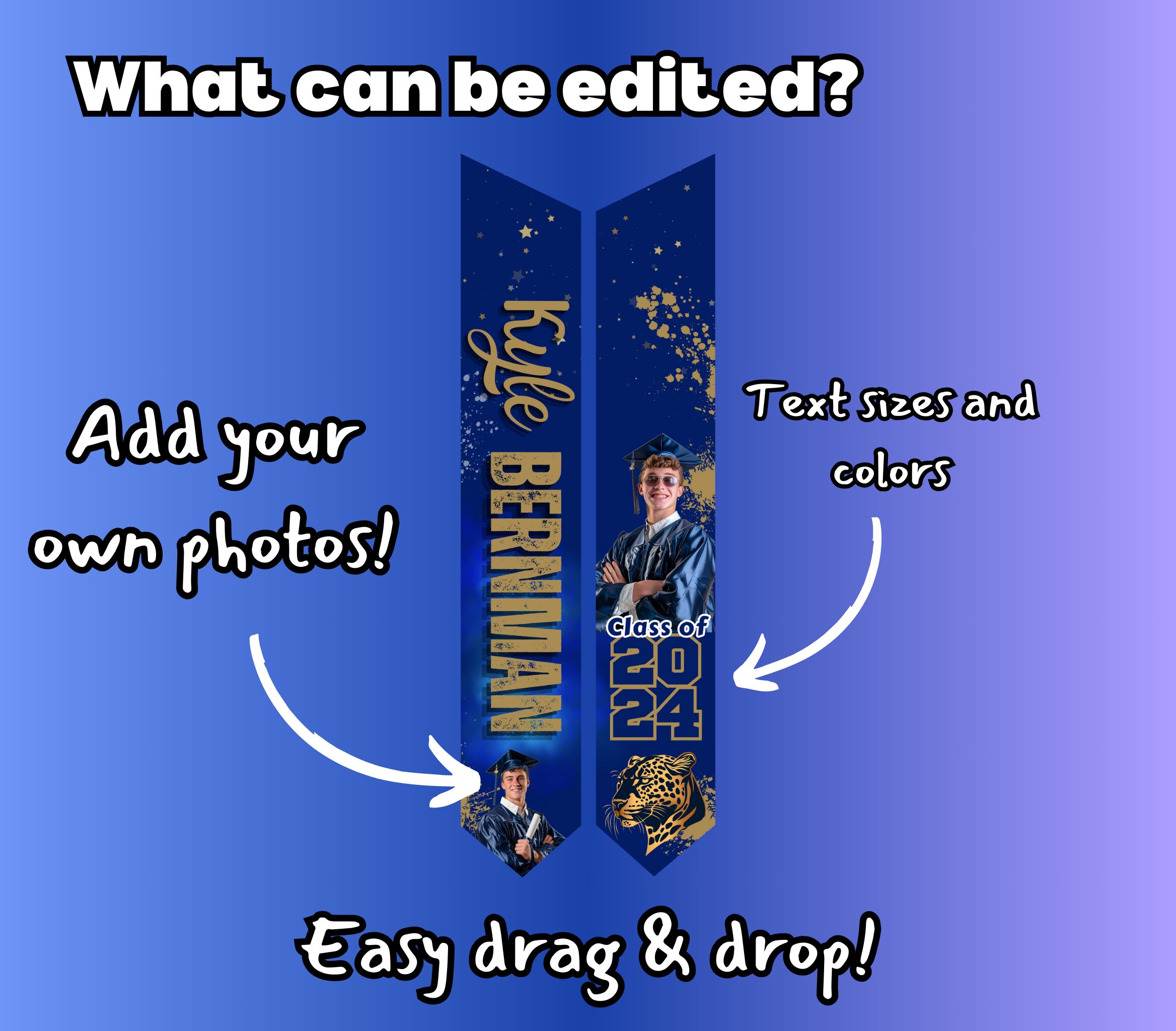 Customizable Graduation Stole Design PNG for Sublimation - Etsy