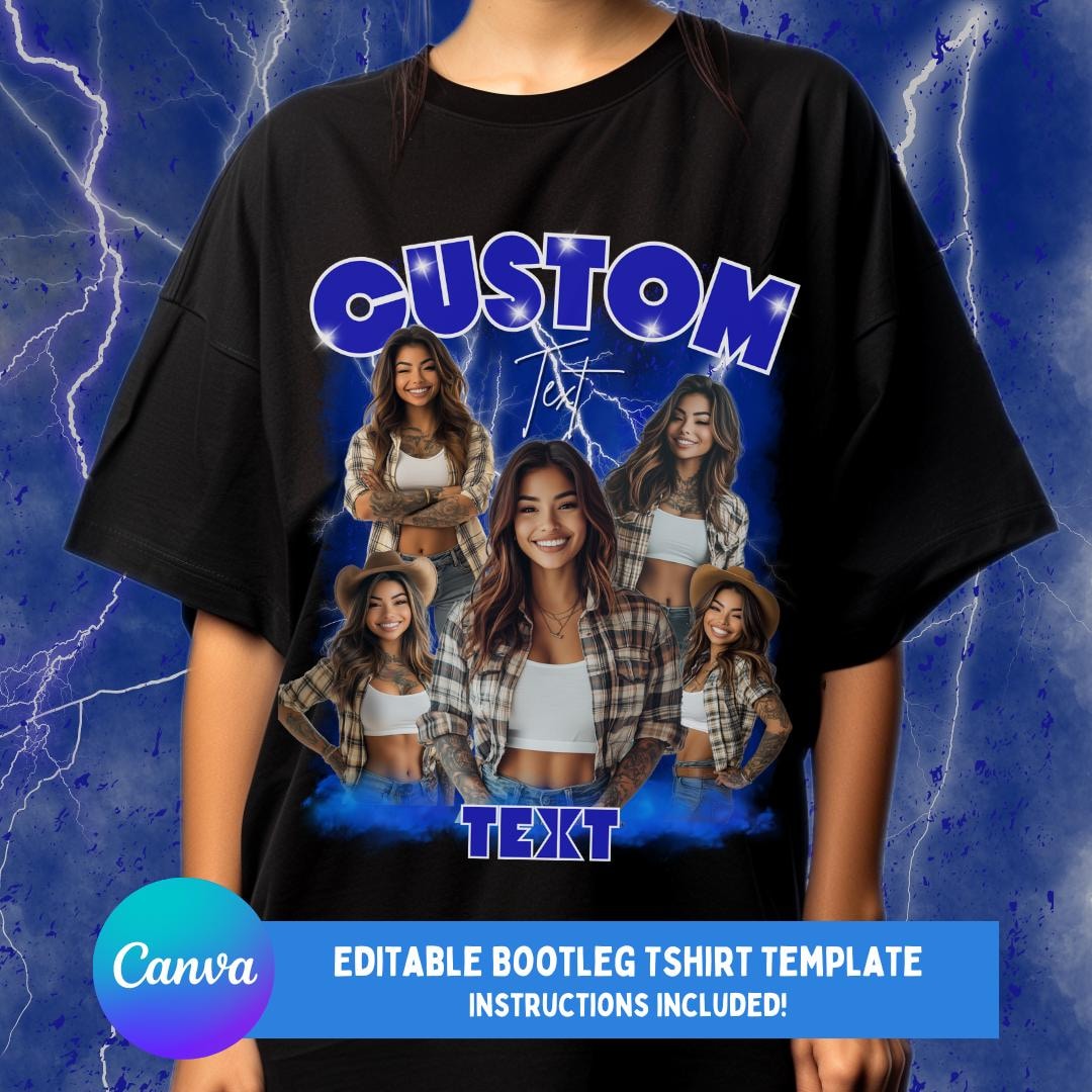Custom Bootleg Shirt Template Editable Canva Template 90s Shirt Design ...