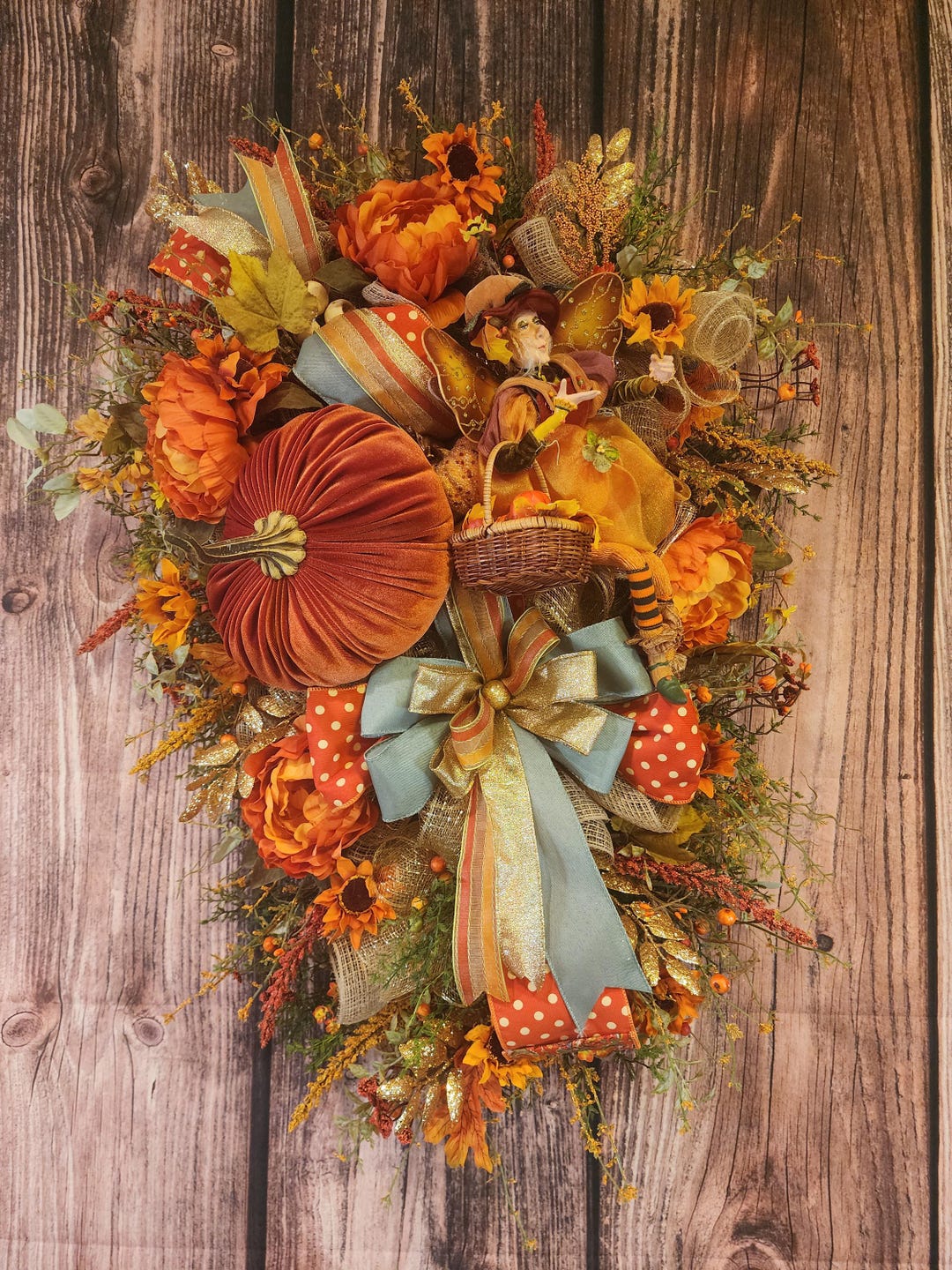 Fall Wreath With Winward Pumpkin Fairy - Etsy