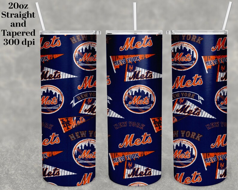 Mets Baseball Tumbler 20 Oz Skinny Stitch Tumbler Sublimation Designs ...