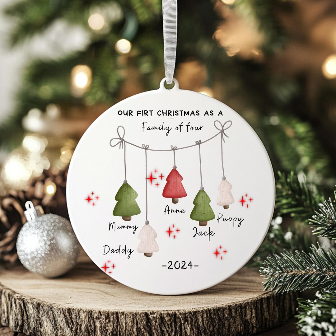 Personalized Ceramic Ornament of Our First Family Christmas - Merry ...