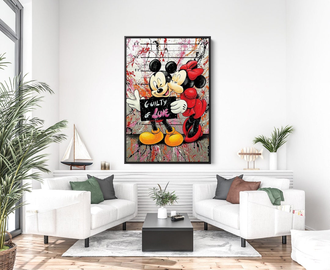 Guilty Mickey Mouse Pop Art Canvas Wall Art, Graffiti Print Street Art ...