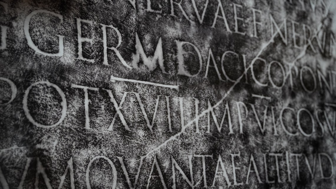 Full Size Replica of Trajan Column Inscription - Replica of Rubbing ...