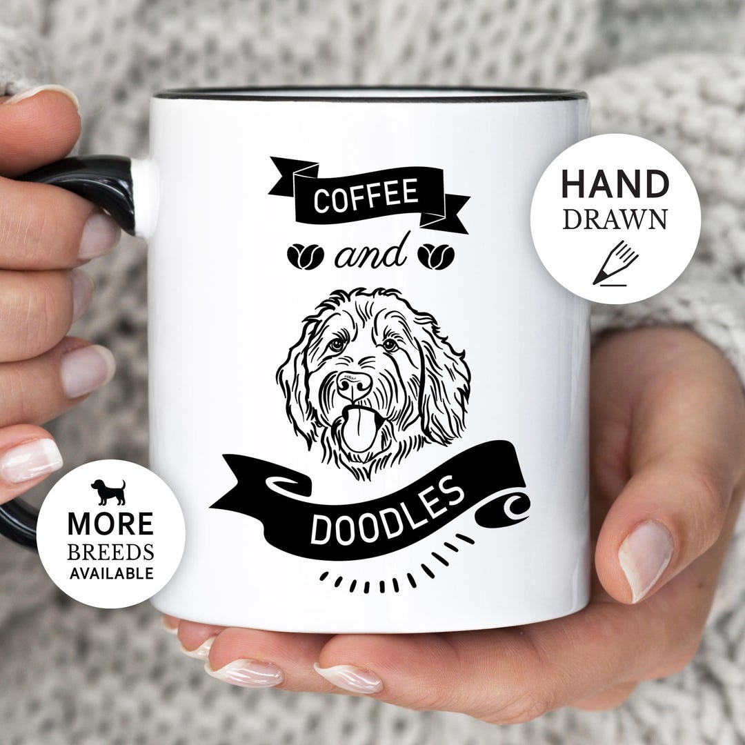 Goldendoodle Gifts: Illustrated Dog Mug, coffee and Doodles Design ...