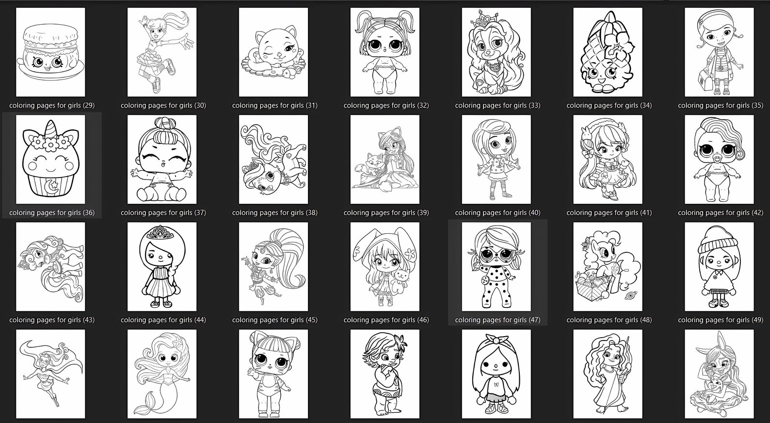 200 Coloring Pages for Girls, Printable Coloring Pages, Fantasy Cartoon ...