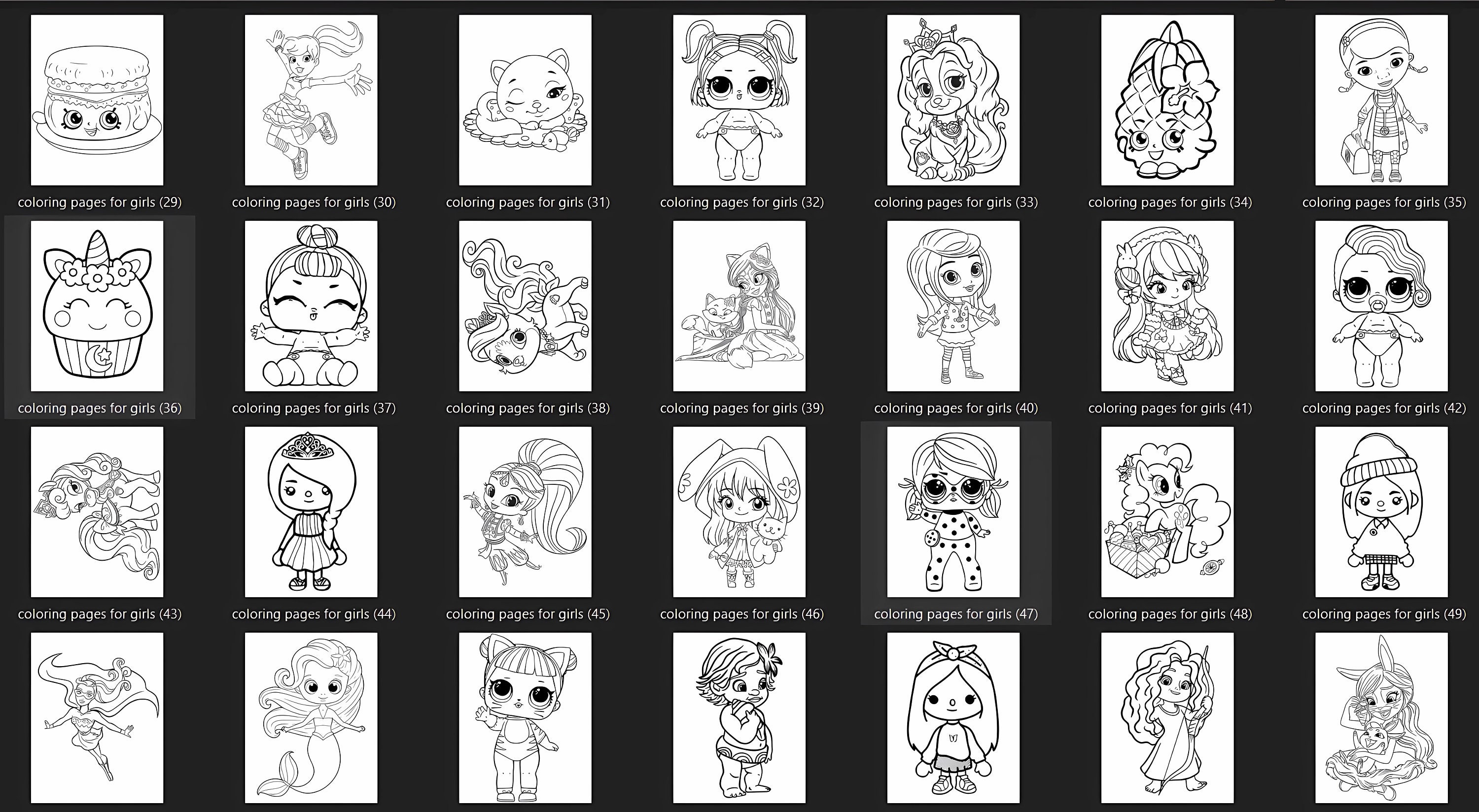 200 Coloring Pages for Girls, Printable Coloring Pages, Fantasy Cartoon ...