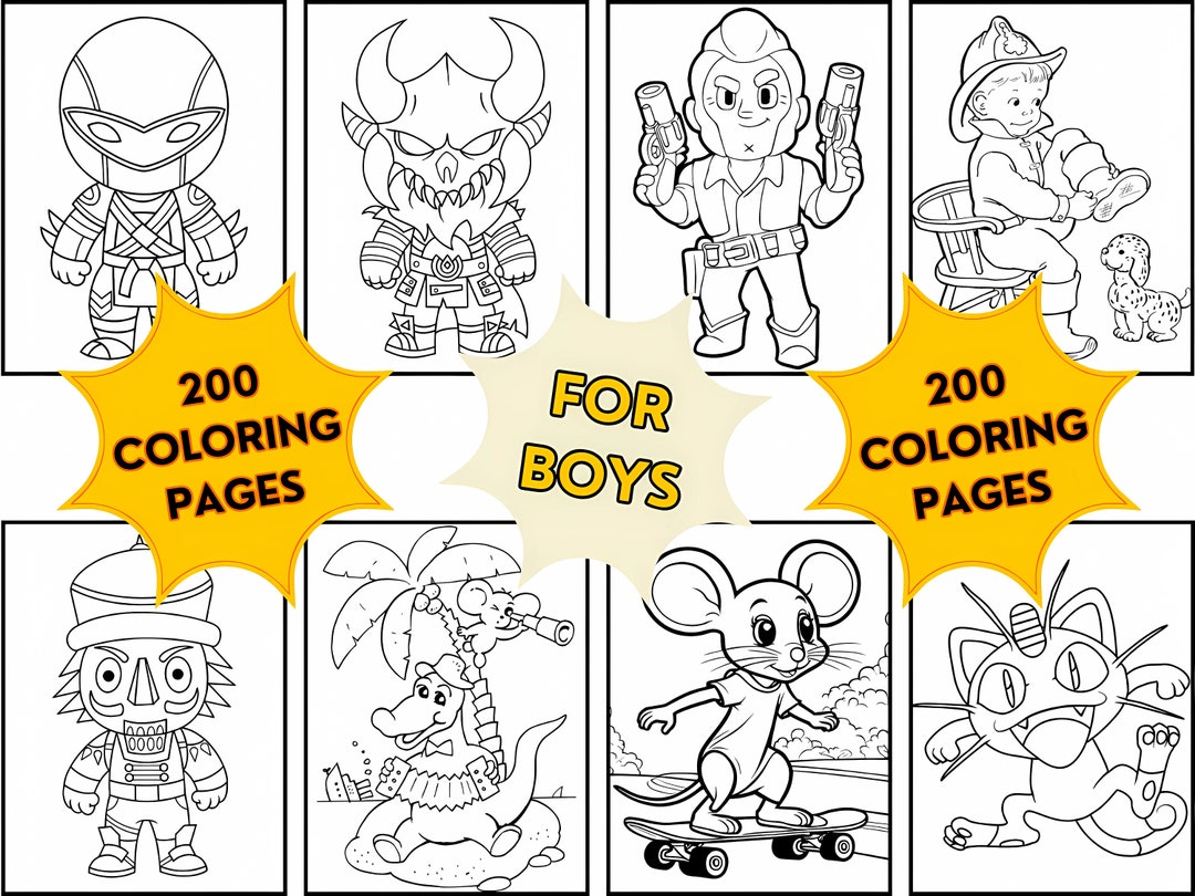 200 Coloring Pages for Boys, Printable Coloring Pages, Fantasy Cartoon ...