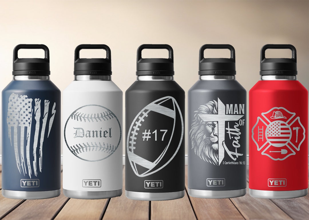 64 Oz Customized Yeti Water Bottle Tumbler With Chug Cap | Laser ...