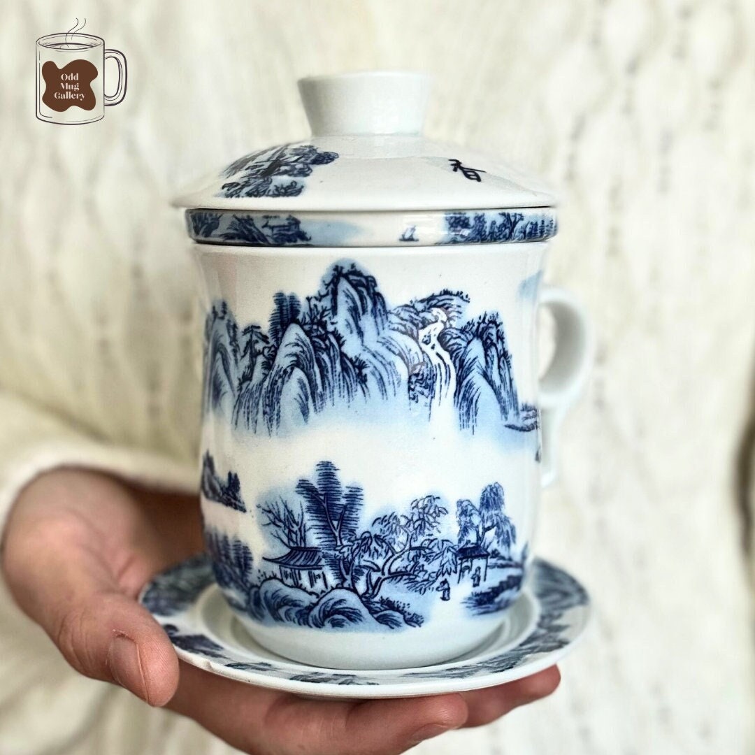 Porcelain Chinese Coffee Mug, Tea and Coffee Cup, Vintage Coffee Cup ...