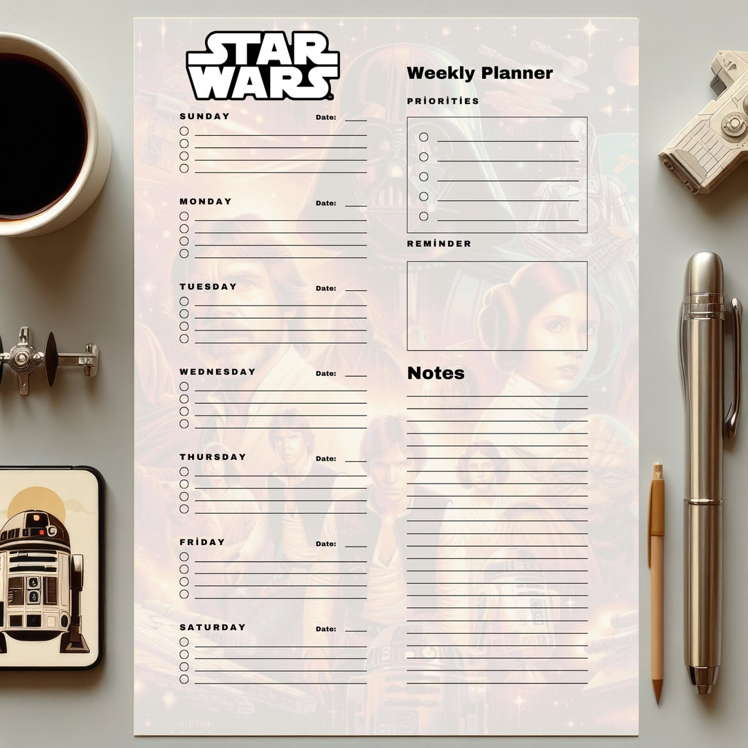 STAR WARS Minimal Weekly Planner Edit With Canva Digital Product and ...