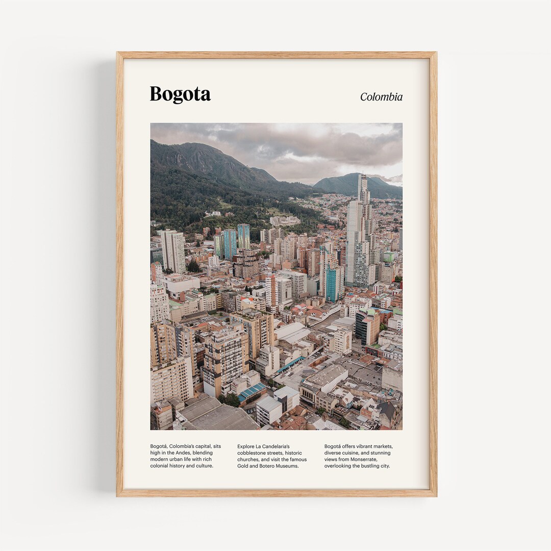 Bogotá Travel Poster | Bogotá Skyline Print | Colombia Cityscape Wall ...