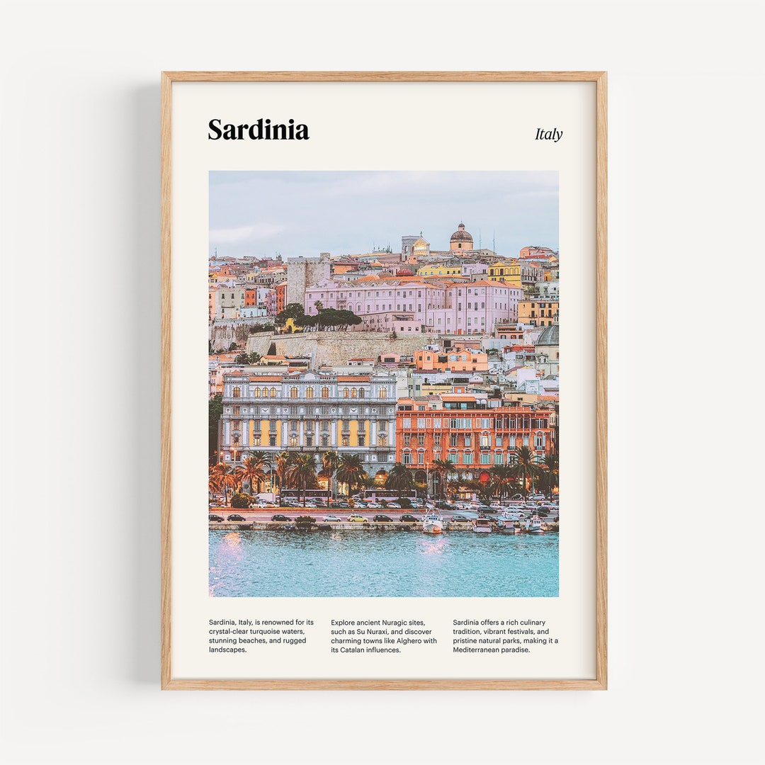 Sardinia Travel Poster Coastal Landscape Sardinia Wall Art ...