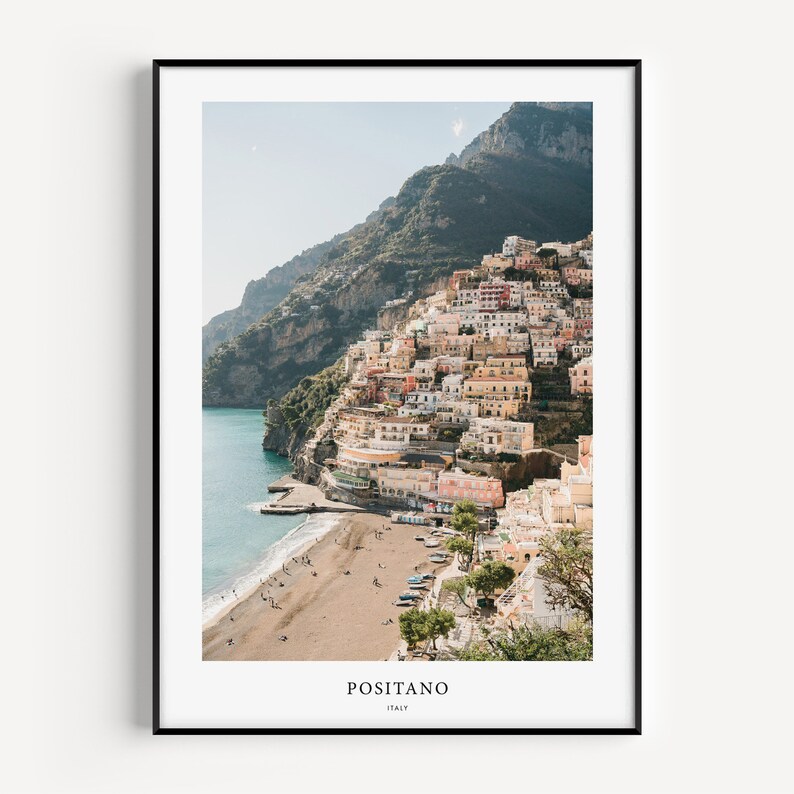 Positano Beach Print Amalfi Coast Print Framed Wall Art Italian Summer ...