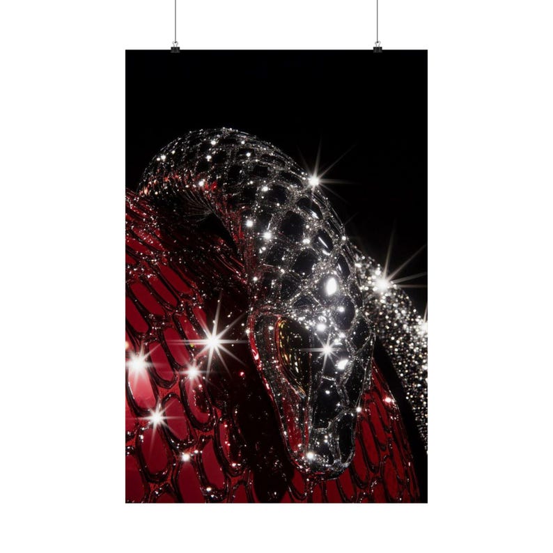 Chrome Serpent Poster, Luxury Snake Art Print, Dark Glam Wall Art ...