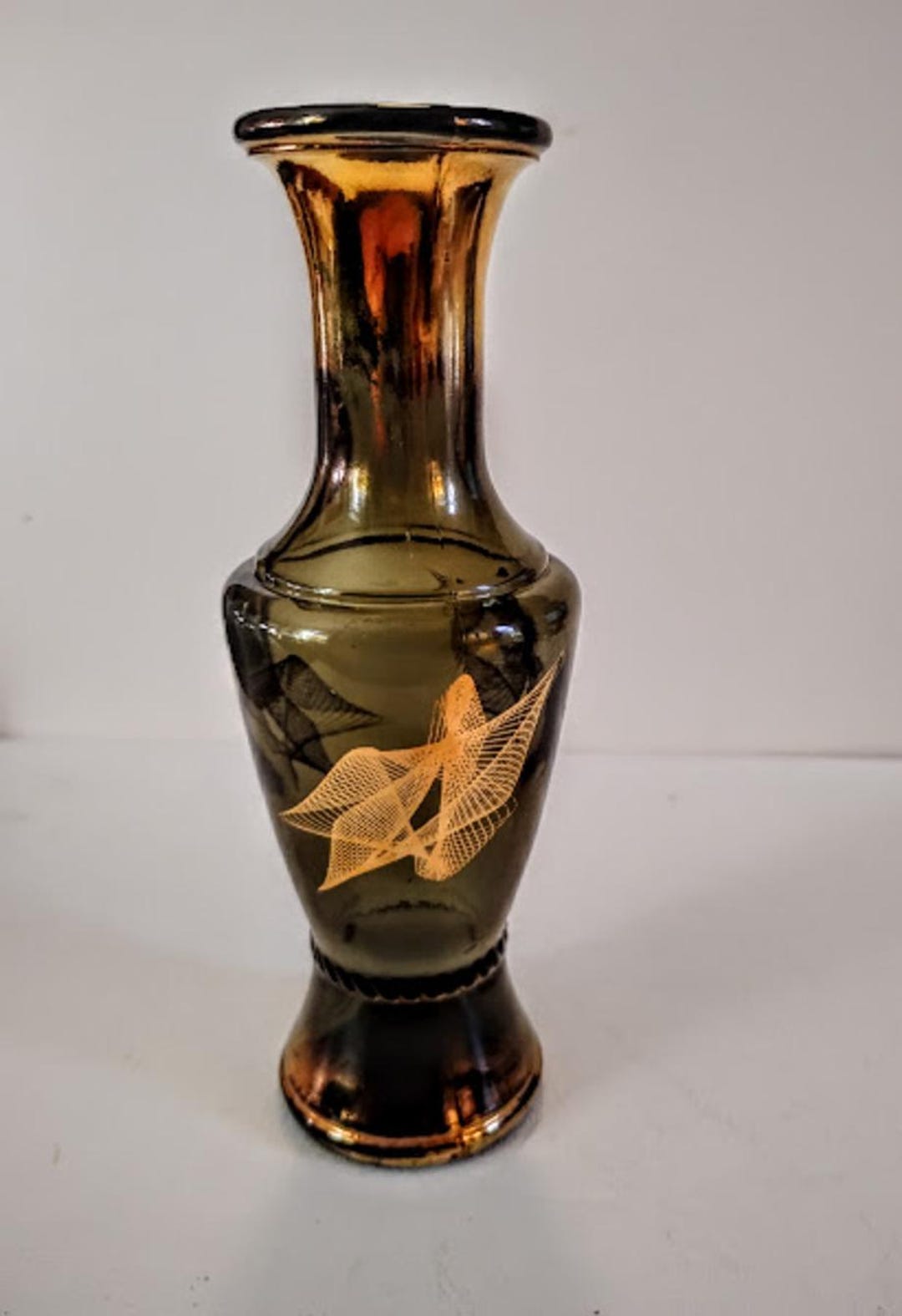 Vintage Smoked Green-gold Wheatonware Glass Bud Vase - Etsy