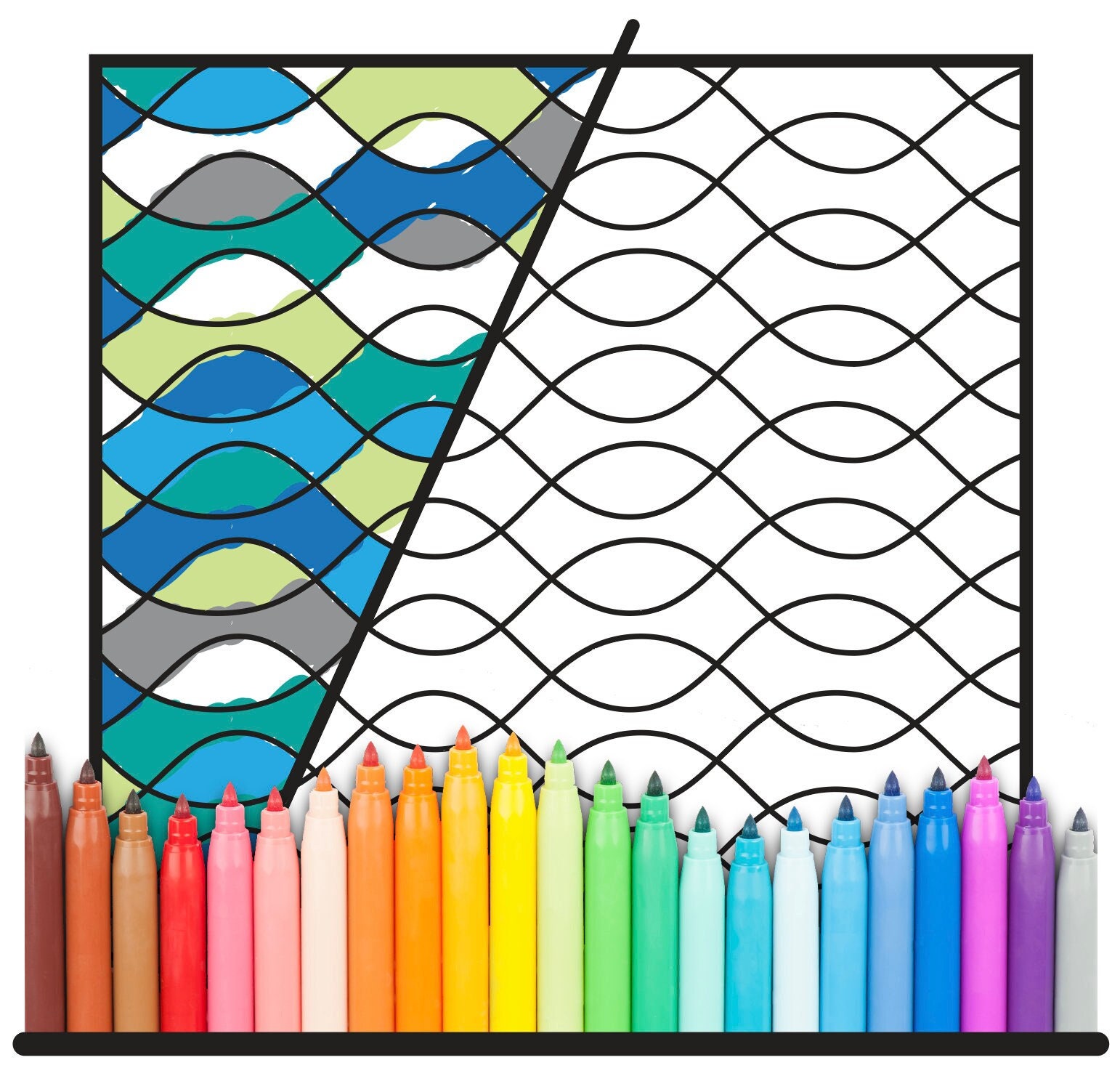 WAVE Coloring Sheets Zen Doodle Patterns for Relaxation, Focus ...