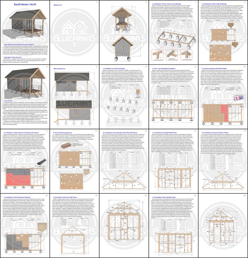 Modern Cabin Plans 14x10 | DIY Tiny House With Veranda | Backyard ...