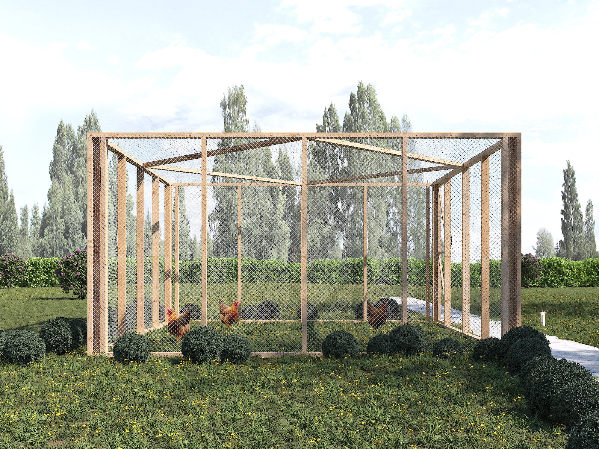Chicken Run Plans 16x16 | DIY Poultry Enclosure | Large Outdoor Coop ...