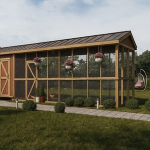 Chicken Coop Plans 8x8 + Run 8x24 | DIY Walk-in Hen House | Backyard ...