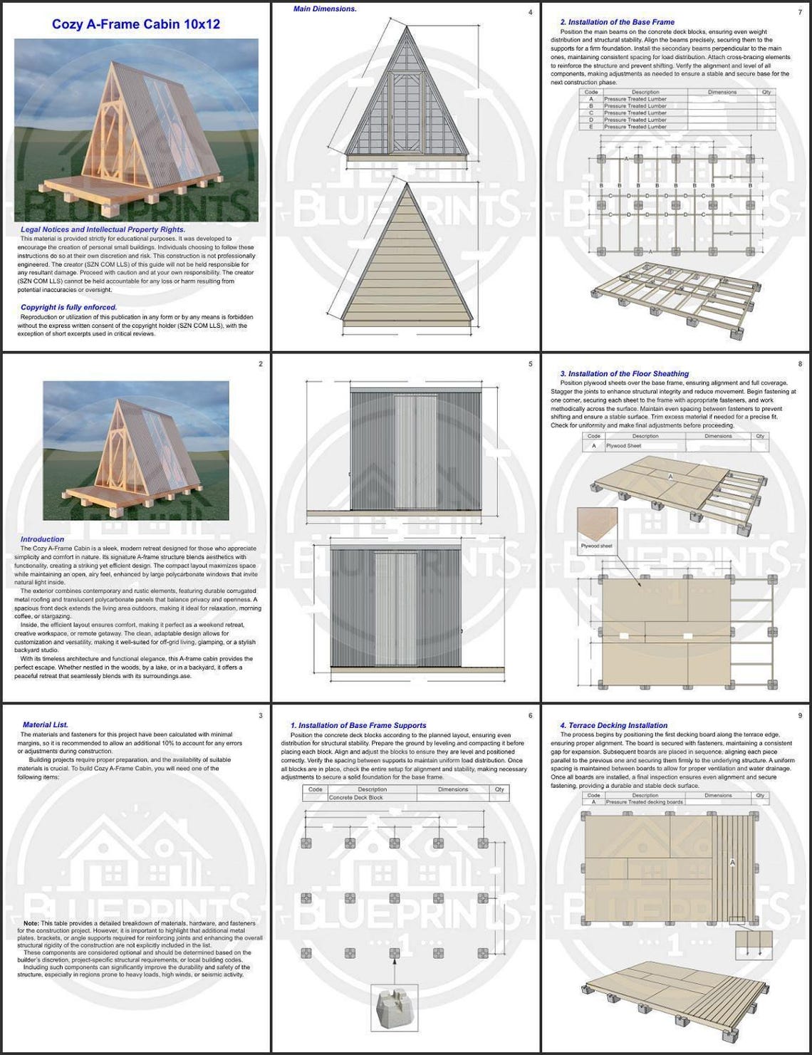 A-frame Cabin Plans 10x12 | PDF Blueprint | DIY Backyard Minimal Cabin ...