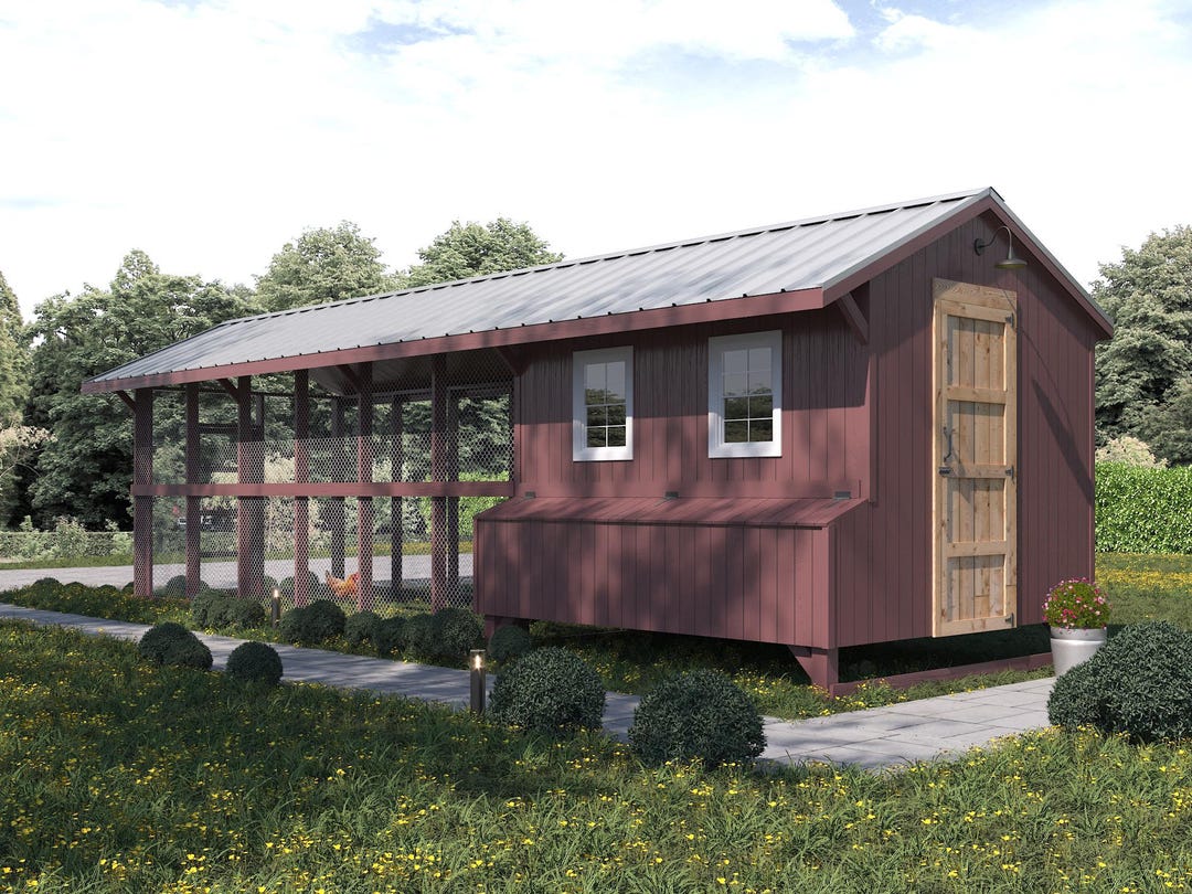 Chicken Coop Plans 8x8 + Run 8x16 | DIY Walk-in Hen House | Backyard ...