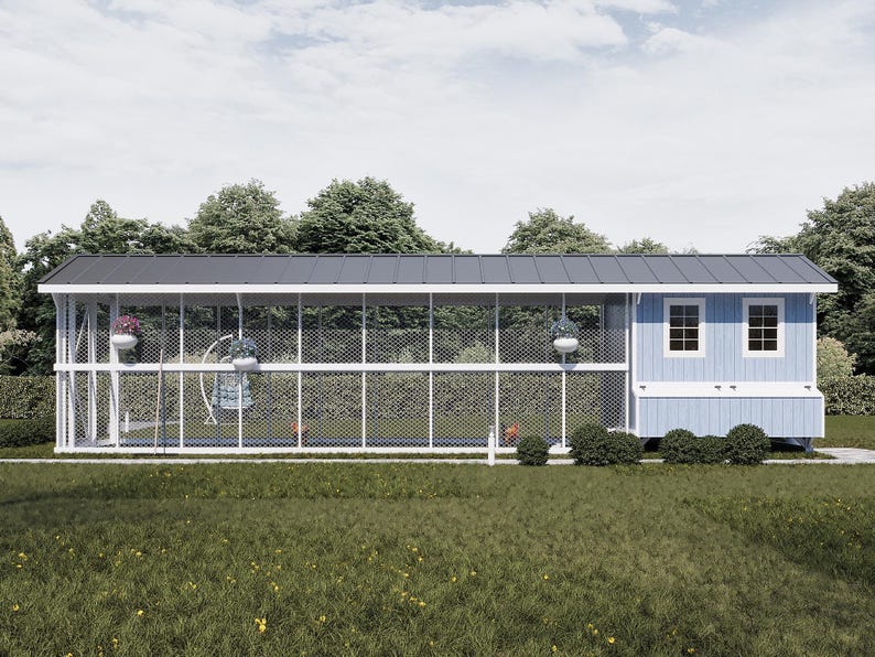 Chicken Coop Plans 8x8 + Run 8x24 | DIY Walk-in Hen House | Large ...
