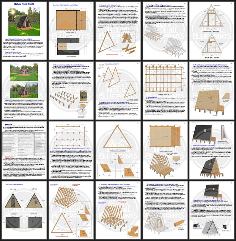 A-frame Cabin Plans 14x20 | Modern DIY PDF | Backyard Small House - Etsy