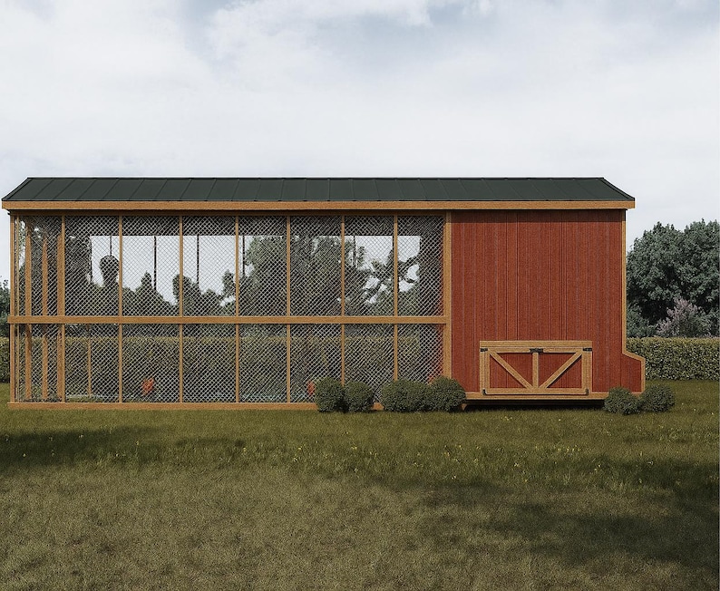 Chicken Coop Plans 8x8 + Run 8x24 | DIY Walk-in Hen House | Backyard ...