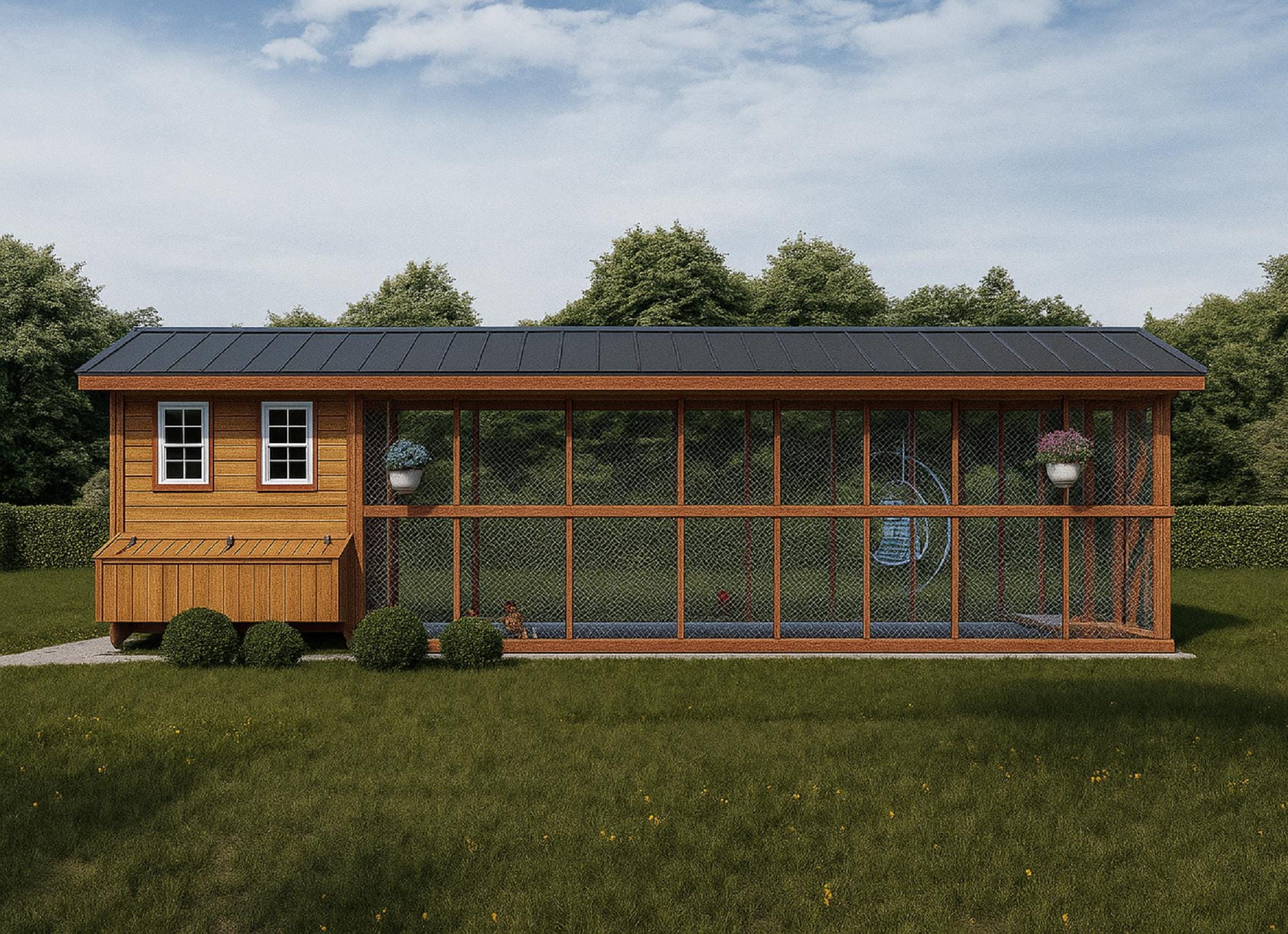 Walk-in Chicken Coop 8x8 + Run 8x24 | DIY Wooden Hen House | Outdoor ...