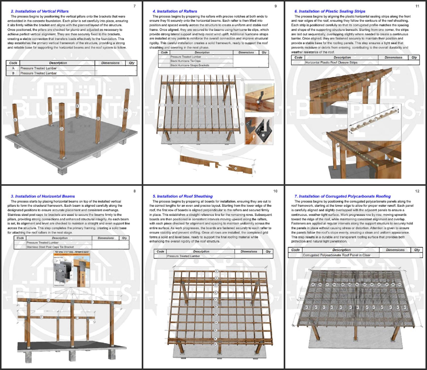 Wooden Pergola Plans 16x20 | DIY Patio Shelter | Backyard Outdoor ...