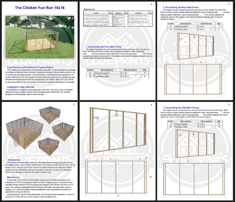 Chicken Run Plans 16x16 | DIY Poultry Enclosure | Large Outdoor Coop ...