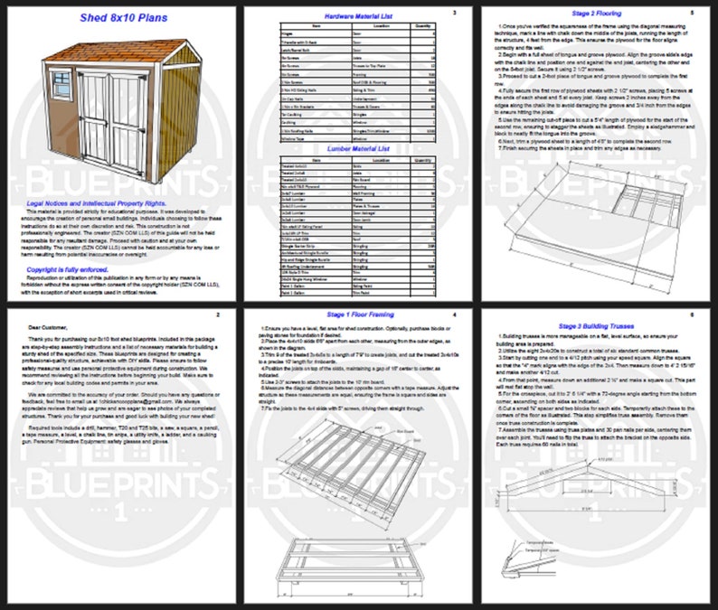 8X10 Shed Plans , Garden Shed Plan, Gable Shed Plan, Storage Shed Plan ...