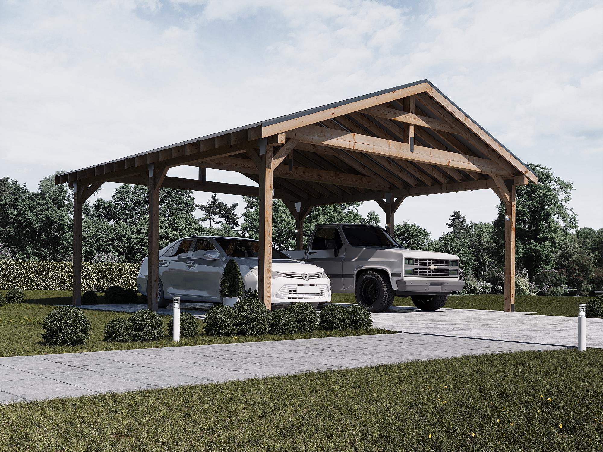 Wooden Double Carport Plans 22x24 | DIY Two-car Shelter | Modern ...