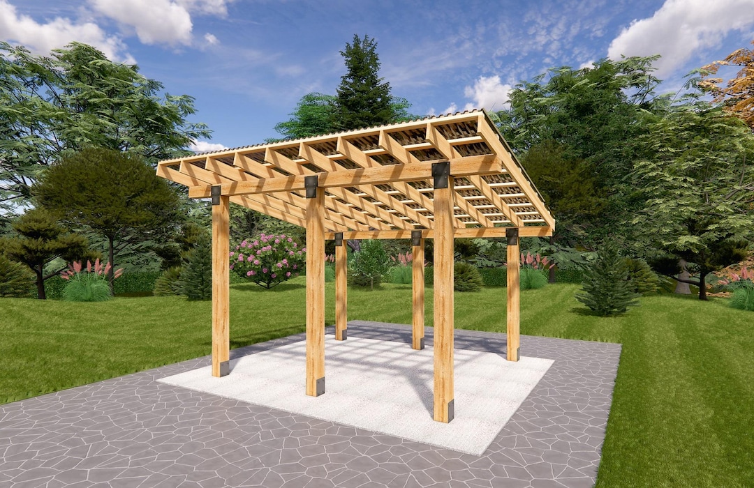 DIY Wooden Pergola 12x14 | Modern Patio Roof & Outdoor Shelter ...