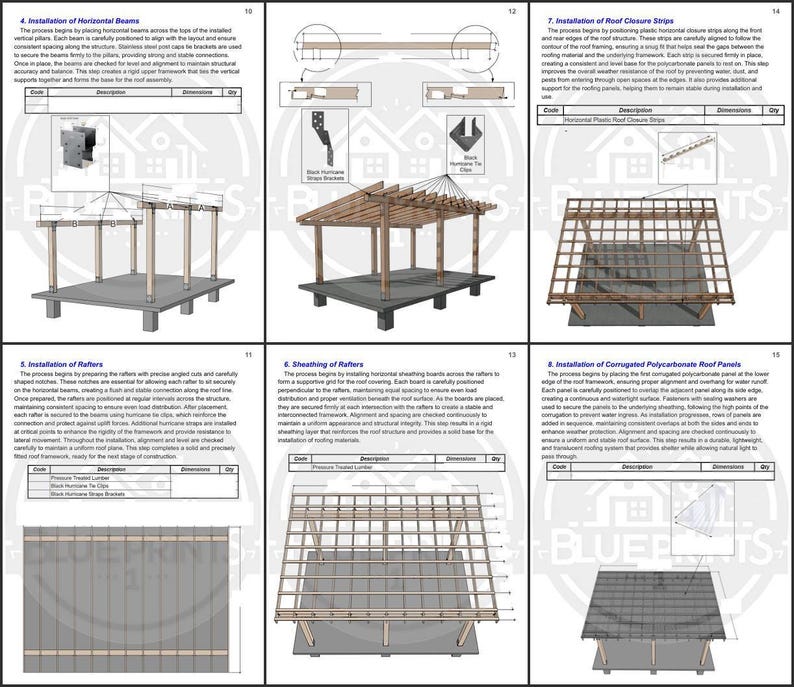 14x20 Wooden Pergola Plans PDF, DIY Patio Shade Structure With ...