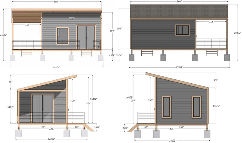 Modular House Plans 14x20 | Cabin Blueprint PDF | DIY Modern Backyard ...