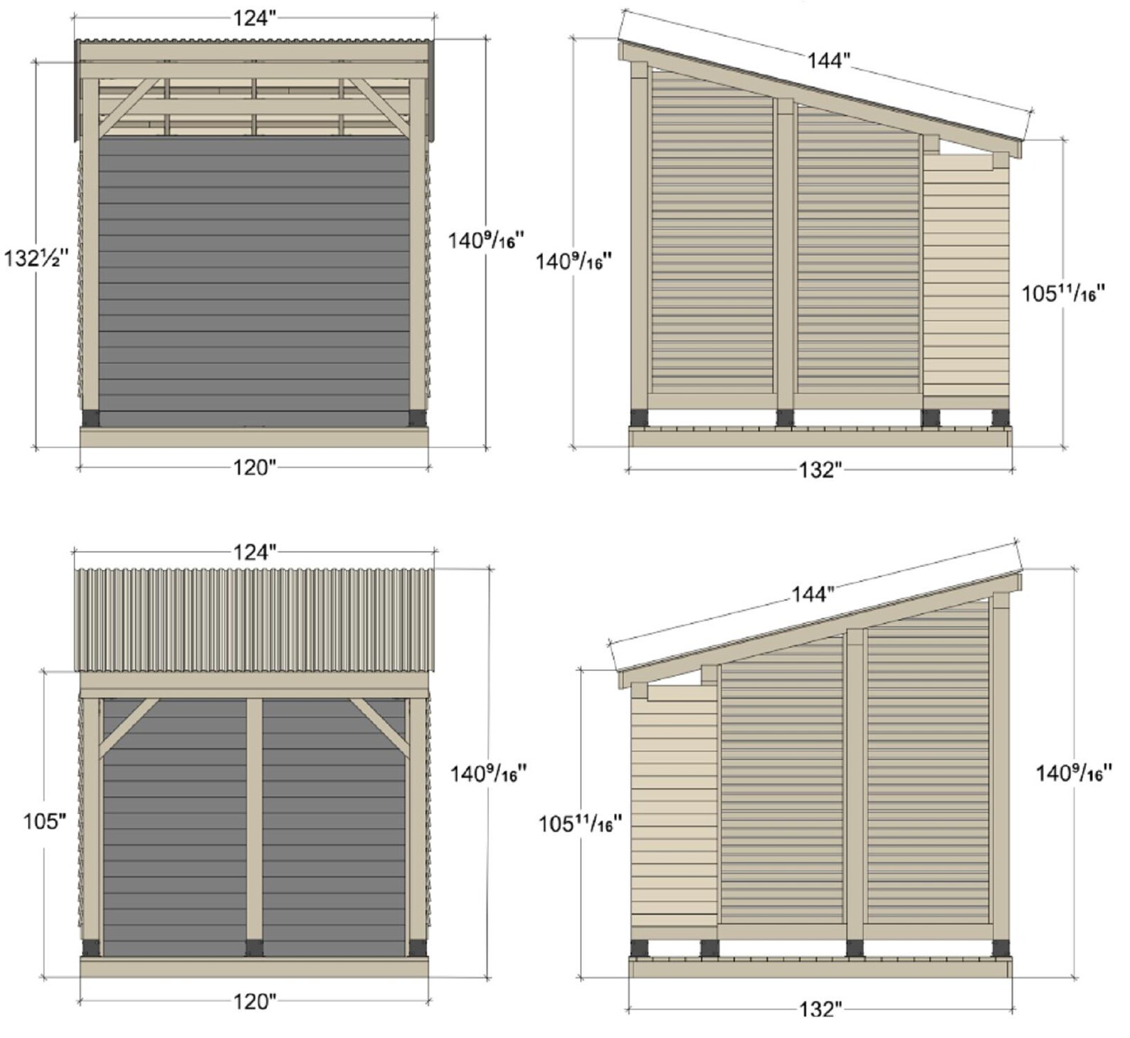 Firewood Shed Plans – DIY Wood Storage Rack With Roof, Outdoor Log ...