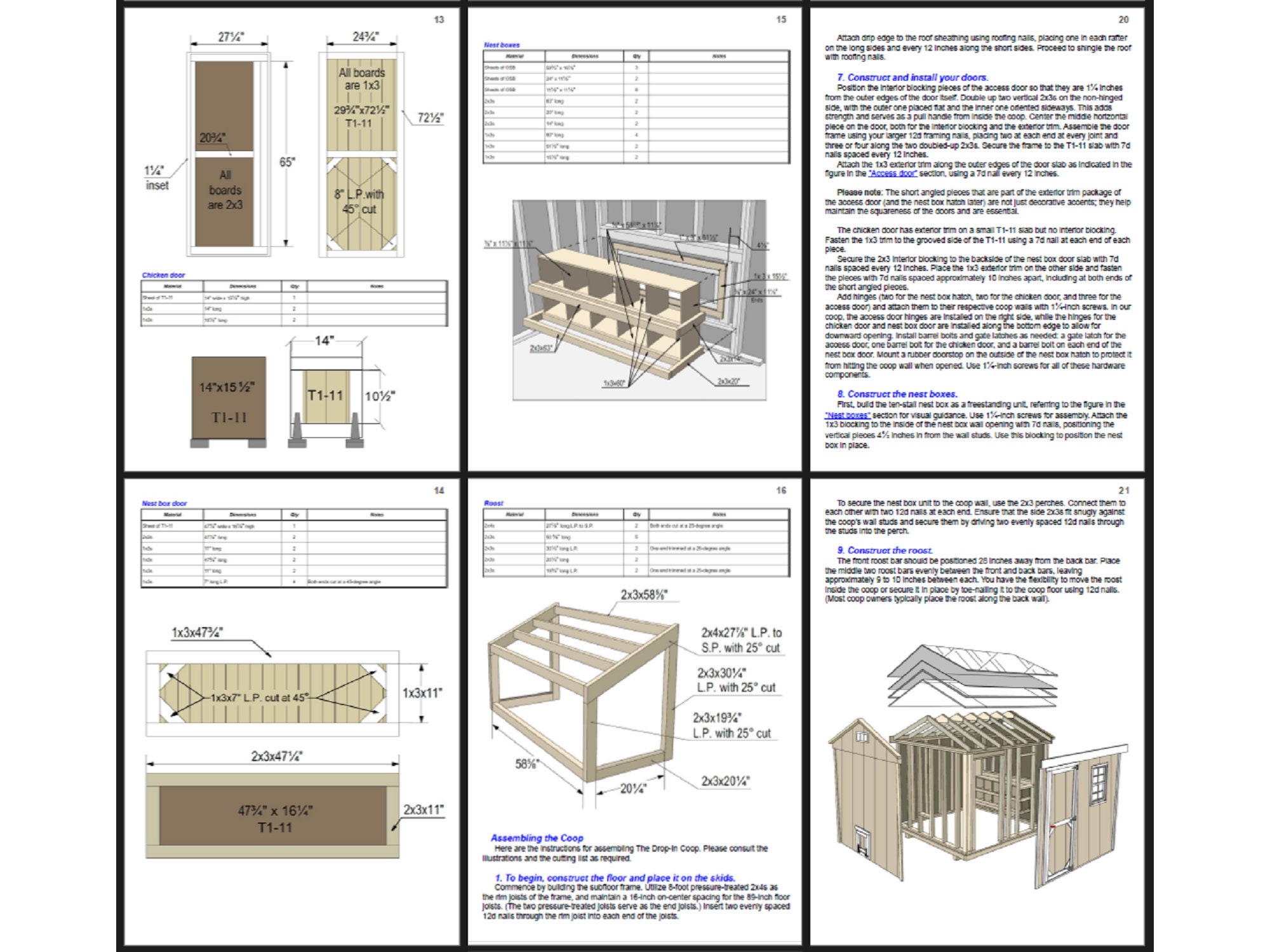 8x8 20 Chickens Coop Plan DIY, Chicken Coop Blueprint, Chicken Pen ...