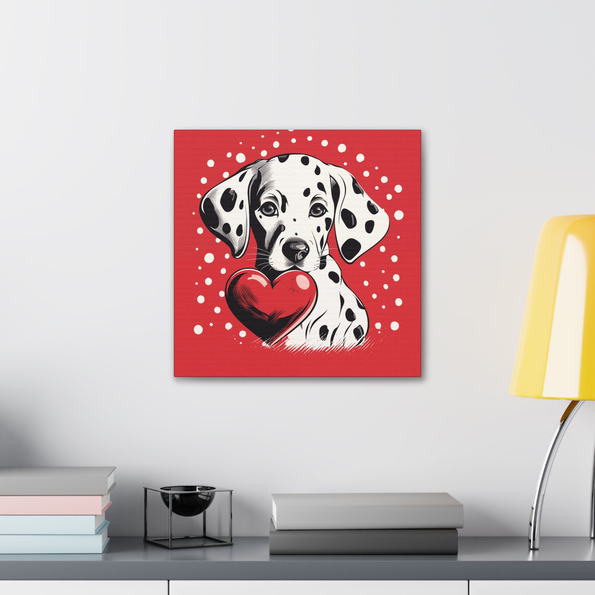 Love-spotted Pup: Cute Cartoon Dalmatian Canvas With Valentine's Heart ...