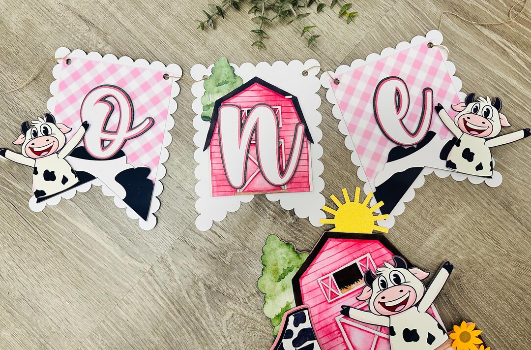 Pink Farm High Chair Banner: Vaca Lola Birthday Decor - Etsy