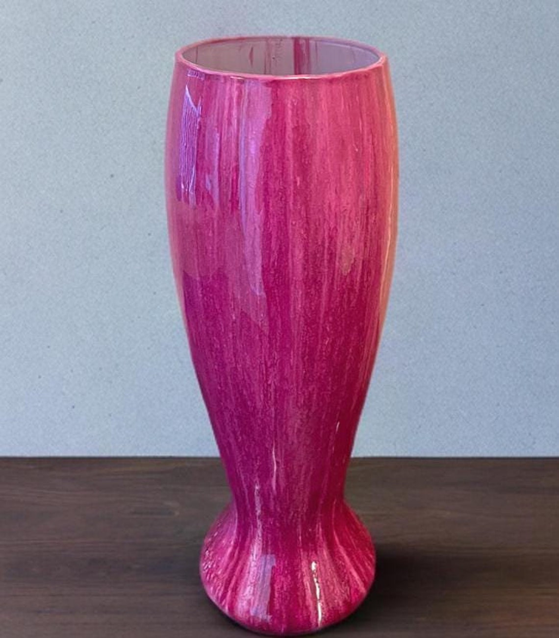 13" Tall Glossy Magenta Glass Vase – Modern Home Decor Accent - Etsy