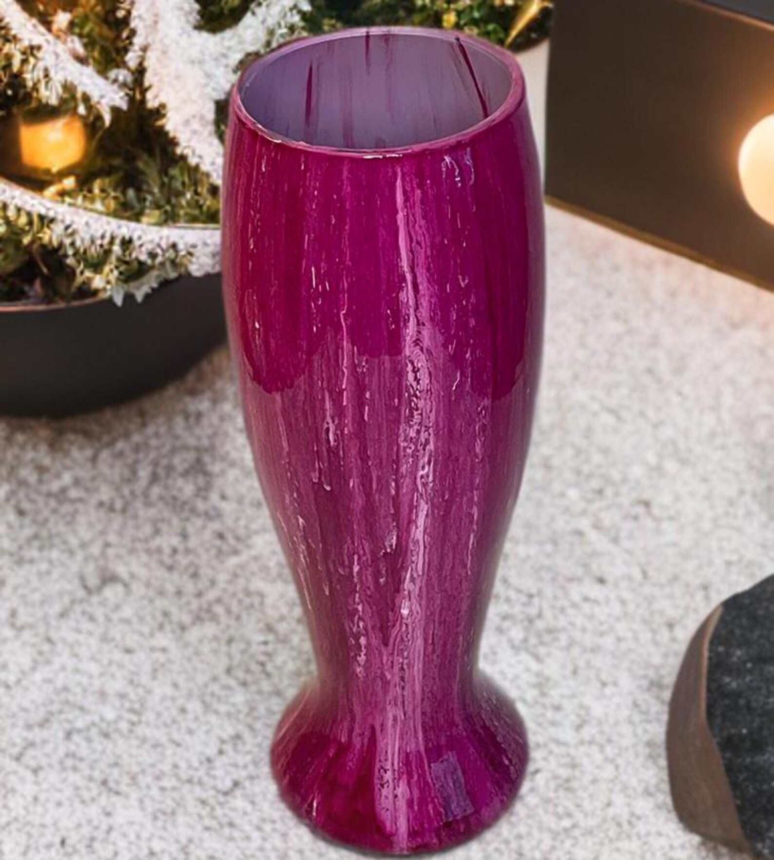 13" Tall Glossy Magenta Glass Vase – Modern Home Decor Accent - Etsy