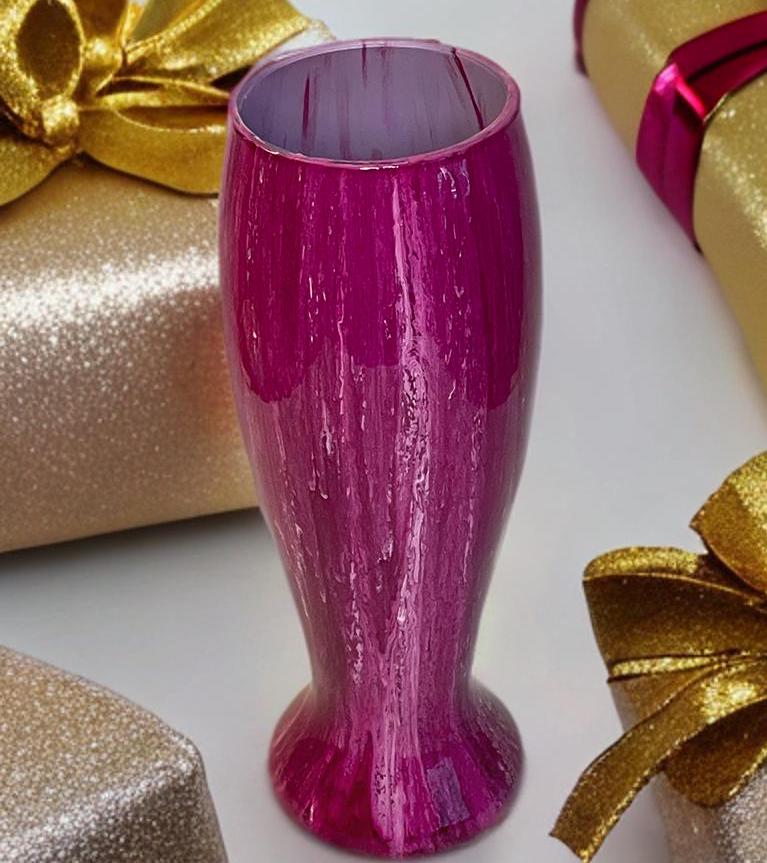 13" Tall Glossy Magenta Glass Vase – Modern Home Decor Accent - Etsy